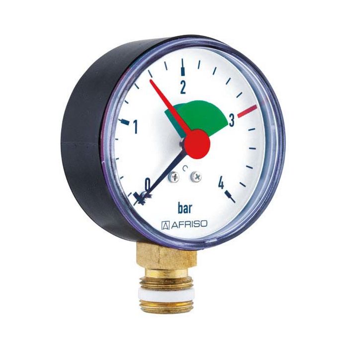 Afriso Manometer 0-4 bar, senkrecht 63911 Gehäuse 63mm Durchmesser, 1/4 ...