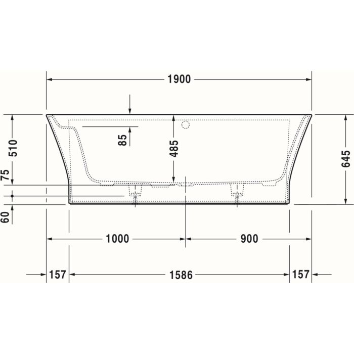 Duravit Cape Cod bathtub 700364000000 190 x 90 cm, white, back-to-wall ...