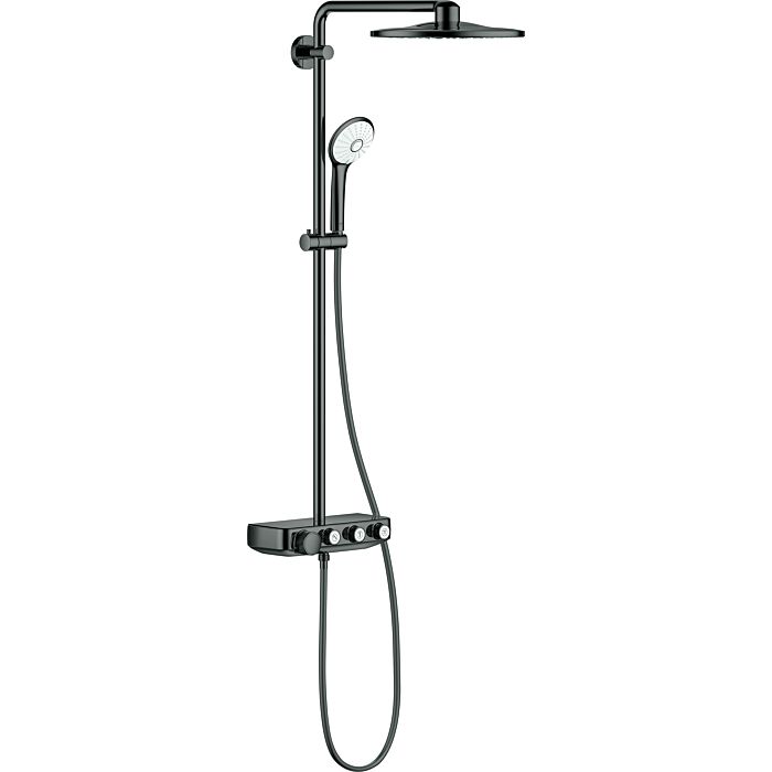 Grohe système de douche 26507A00 graphite dur, avec thermostat AP, bras ...