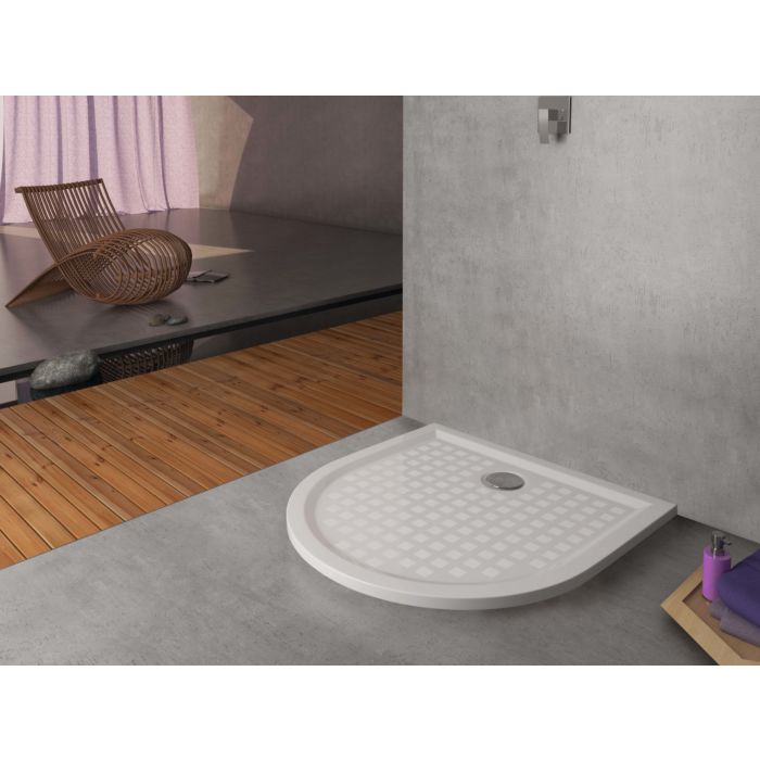 Hoesch Muna Mineralguss-Halbrund-Duschwanne 4198.013 110 x 90 x 3 cm ...