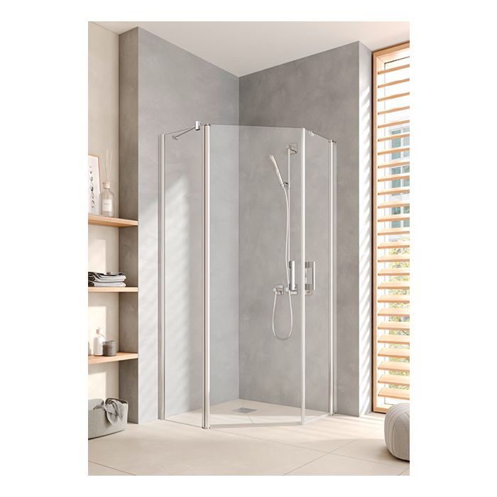 Kermi Pega pentagonal shower cubicle PE43R09020VWK 90x90x200cm, silver ...