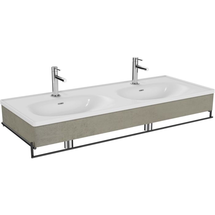 Vitra Equal double vanity washbasin set 66044 132.5x52cm, asymmetrical ...
